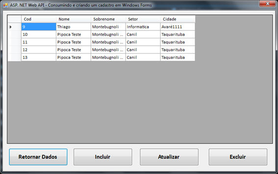 ASP. NET Web API - Consumindo e criando um cadastro em Windows Forms